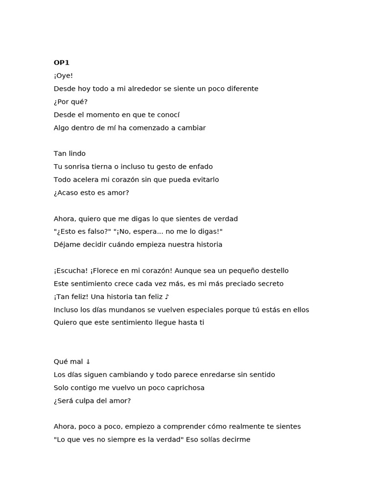 Letras Op y Ed Renai Karichaimashita | PDF