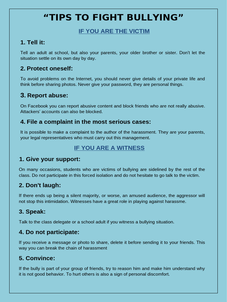 Tips To Fight Bullying | PDF