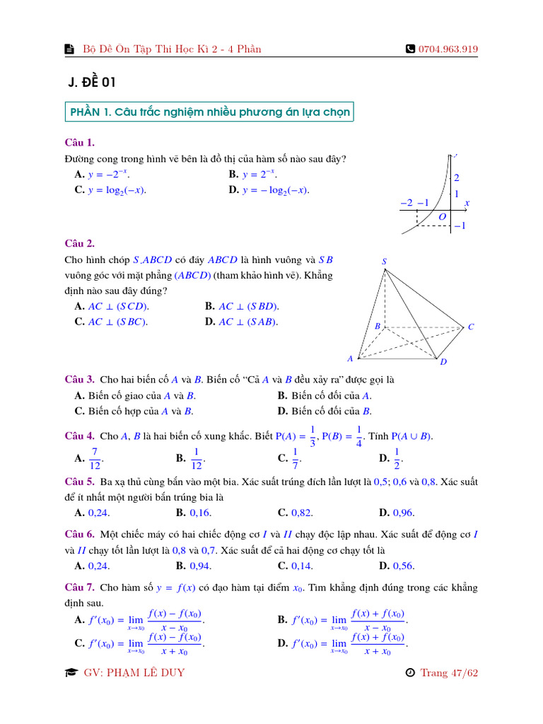 Bo de On Tap Kiem Tra Cuoi Hoc Ki 2 Mon Toan 11 Theo Cau Truc Moi Trang 4 | PDF