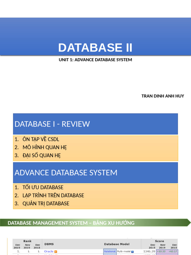 DATABASE II-UNIT 1-ADVANCE DATABASE SYSTEM (Modified) | PDF