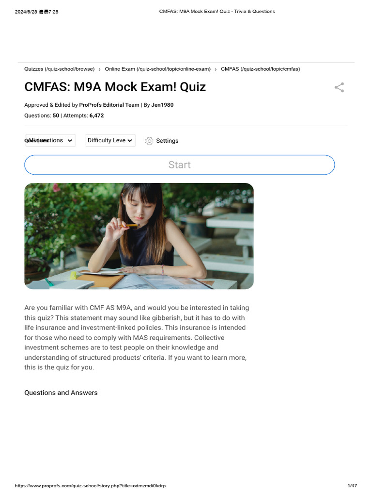 CMFAS M9A Mock Exam Quiz Trivia Questions PDF | PDF | Option (Finance) | Futures Contract