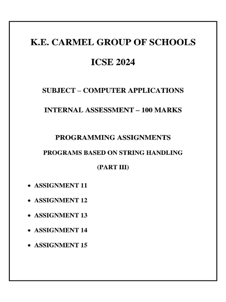 Class X Computer Assignment - Part III | PDF