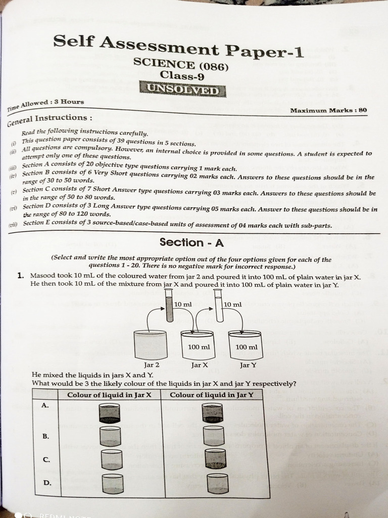 Self Assessment Paper 1 | PDF | Epithelium | Matter