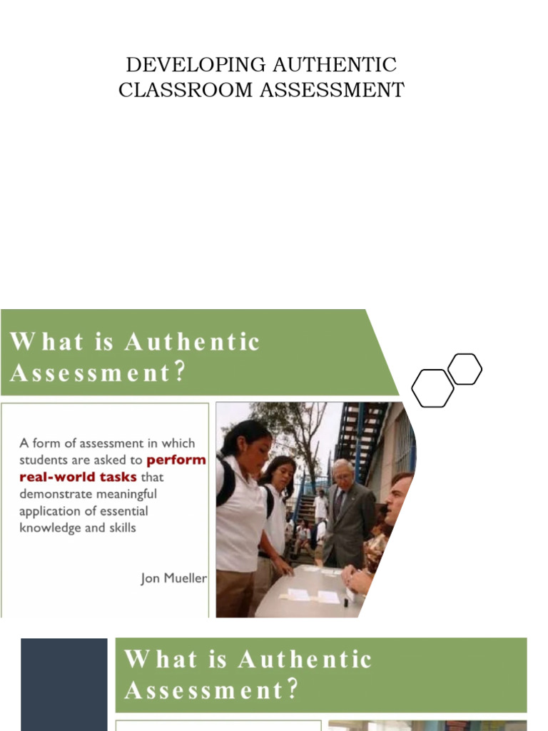 Developing Authentic Classroom Assessment | PDF
