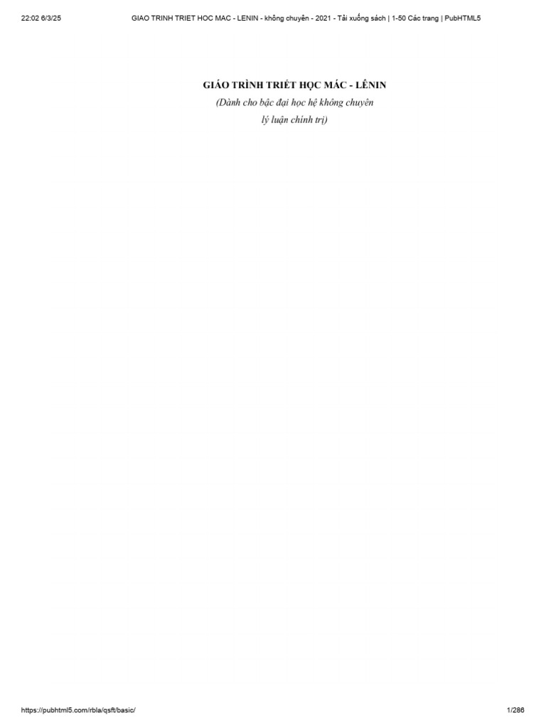 GIAO TRINH TRIET HOC MAC - LENIN - không chuyên - 2021 - Tải xuống sách - 1-50 Các trang ...