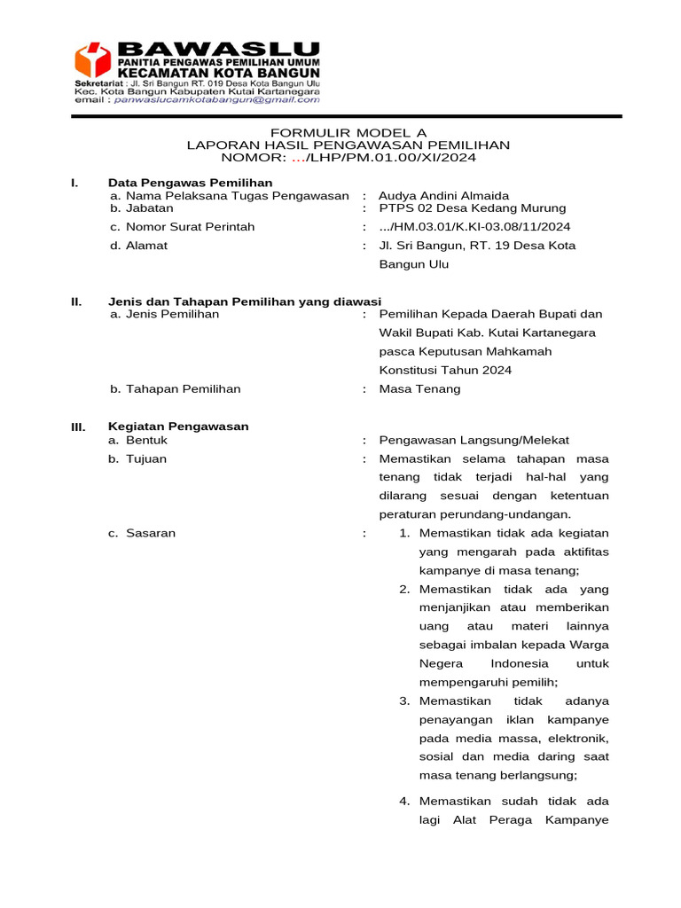 Form a Tahapan Masa Tenang Pilkada Psu 2025 | PDF