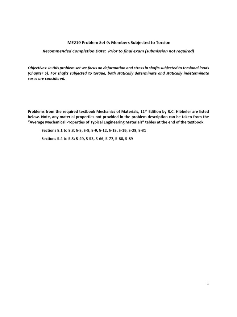 ME219 Problem Set 9 | PDF