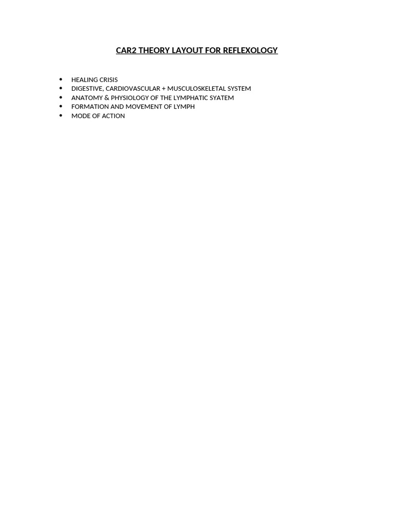 Car2 Theory Layout For Reflexology | PDF