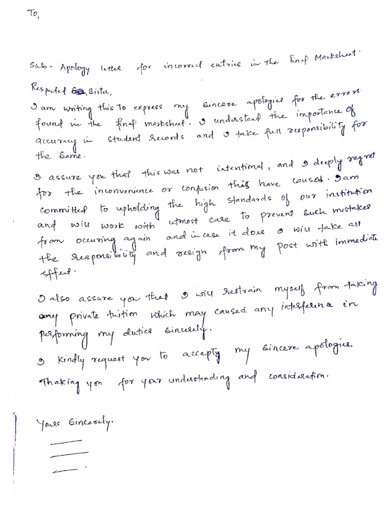 Apology Letter | PDF