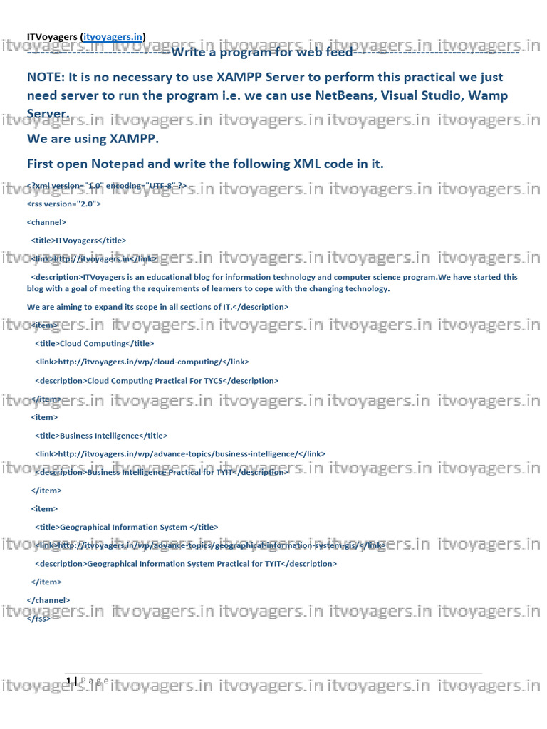 ITVoyagers Write A Program For Web Feed | PDF