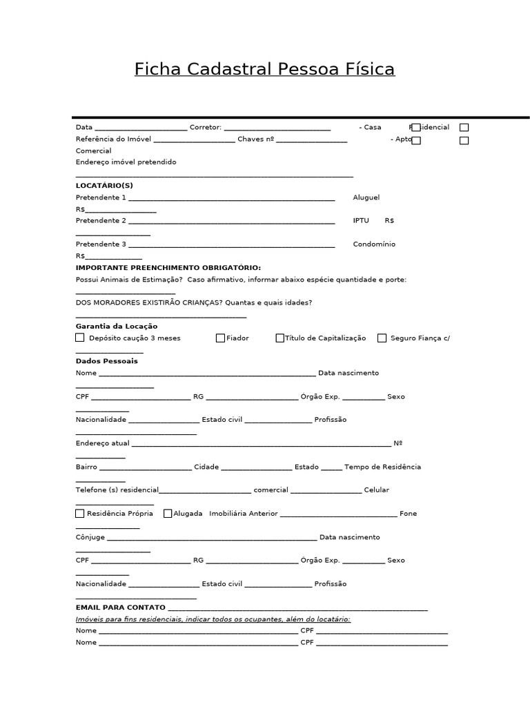 Ficha Cadastral Pessoa Física... | PDF