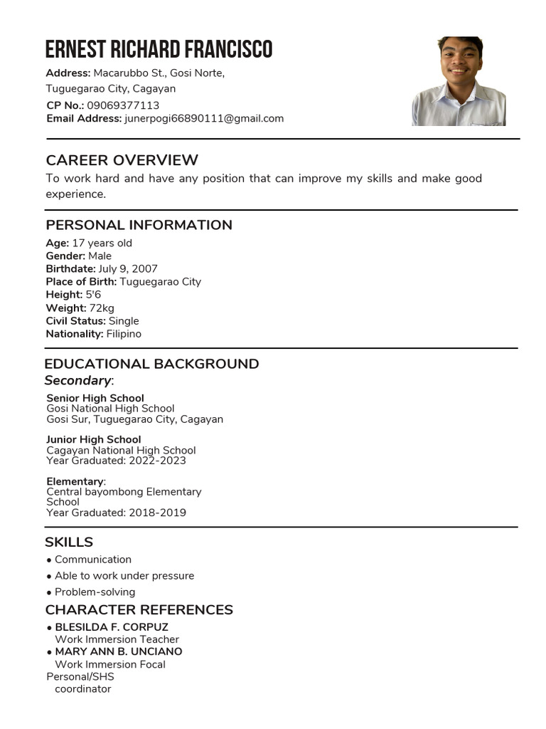 Ernest Francisco's Resume Overview | PDF
