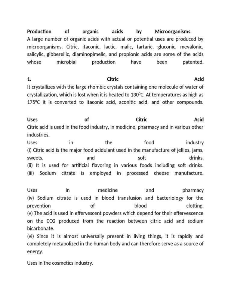 Organic Acid Production by Microorganisms | PDF | Lactic Acid | Ester