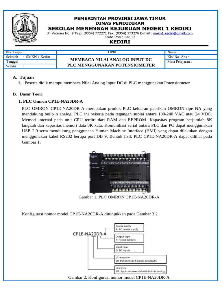 Projek 1. Membaca Nilai Analog Input DC di PLC. menggunakan ...