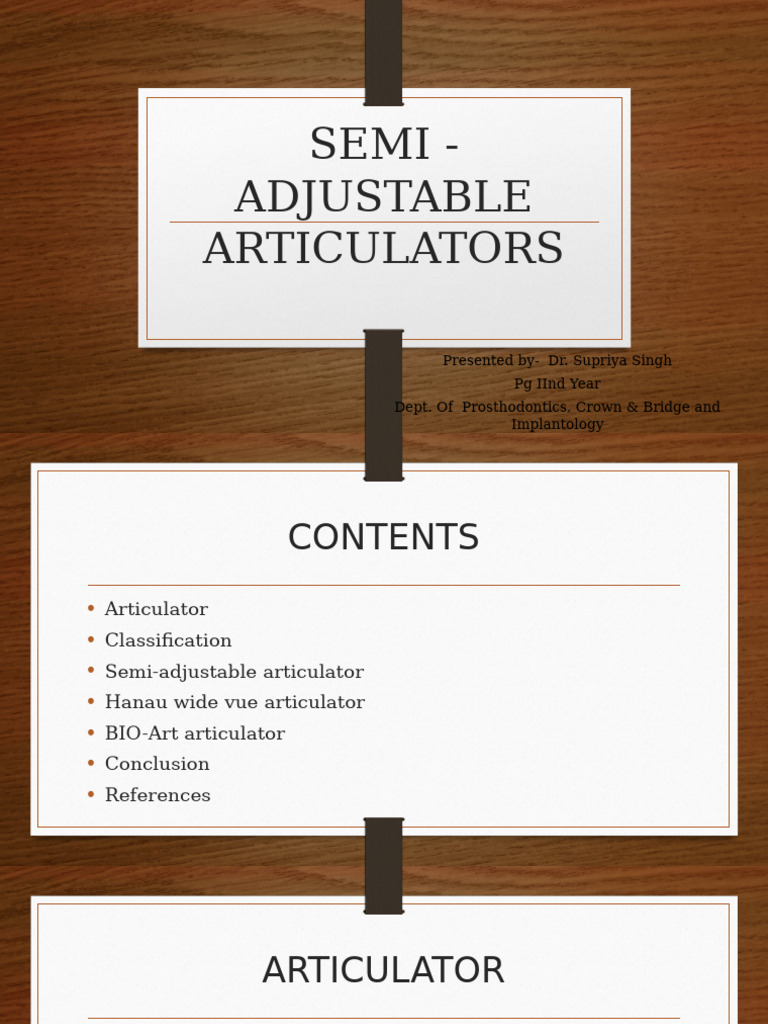 Semi-Adjustable Articulators Overview | PDF