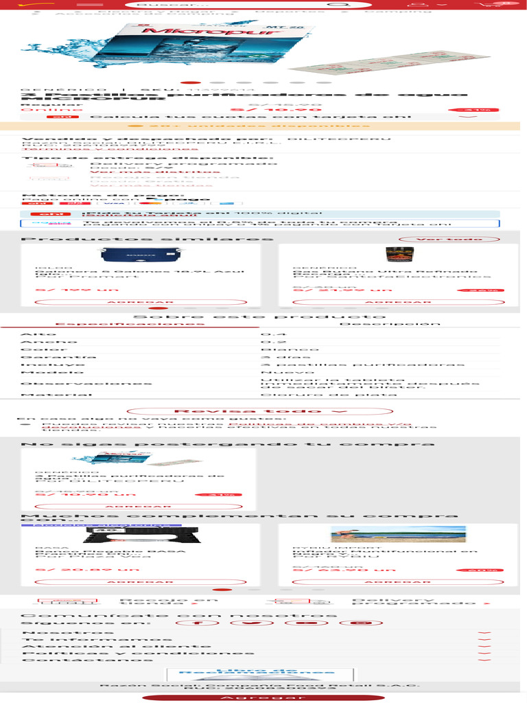 3 Pastillas Purificadoras de Agua MICROPUR PlazaVea - PlazaVea PRD | PDF