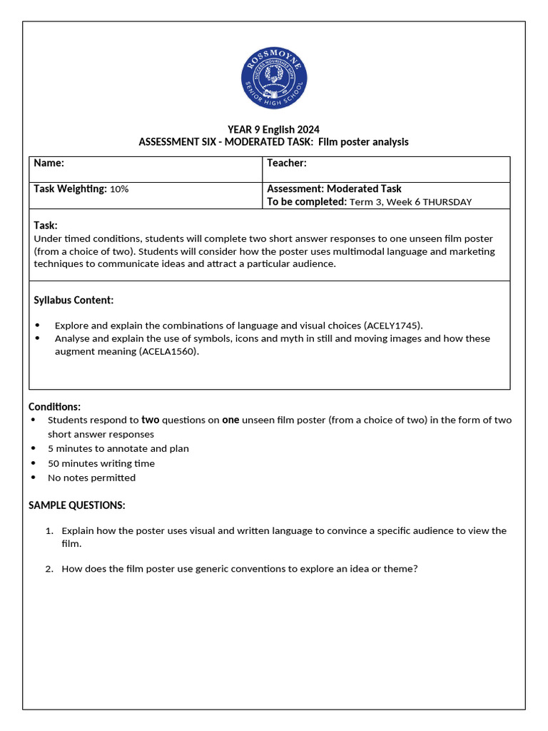 Assessment 6 Task Brief and Marking Key FINAL | PDF | Cognitive Science ...