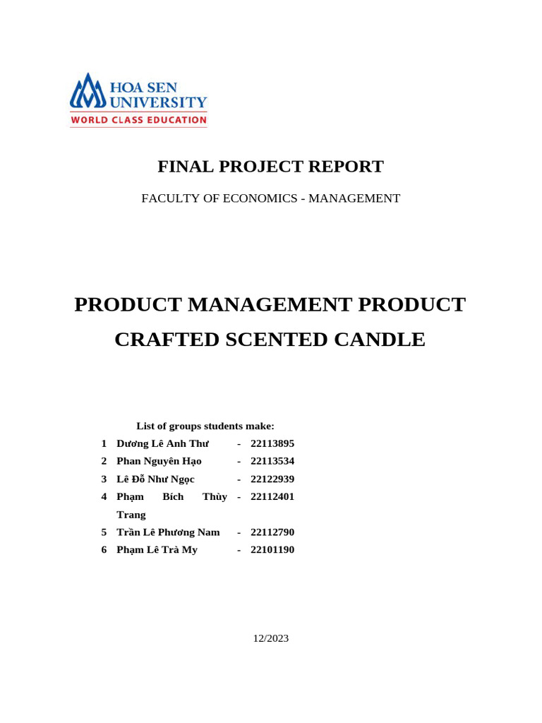 Crafted Scented Candle Project Report | PDF | Brand | Retail