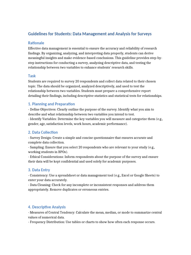 Data_Management_Guidelines | PDF | Survey Methodology | Statistics