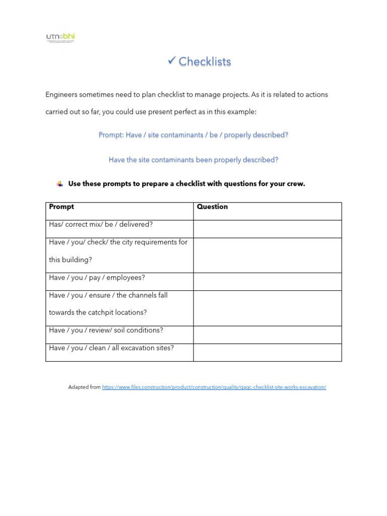 Checklists and Responsibilities in Engineering | PDF