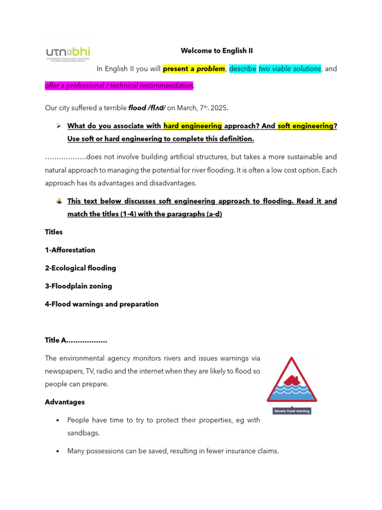 Welcome To English II-class 1 2025 | PDF | Flood | River