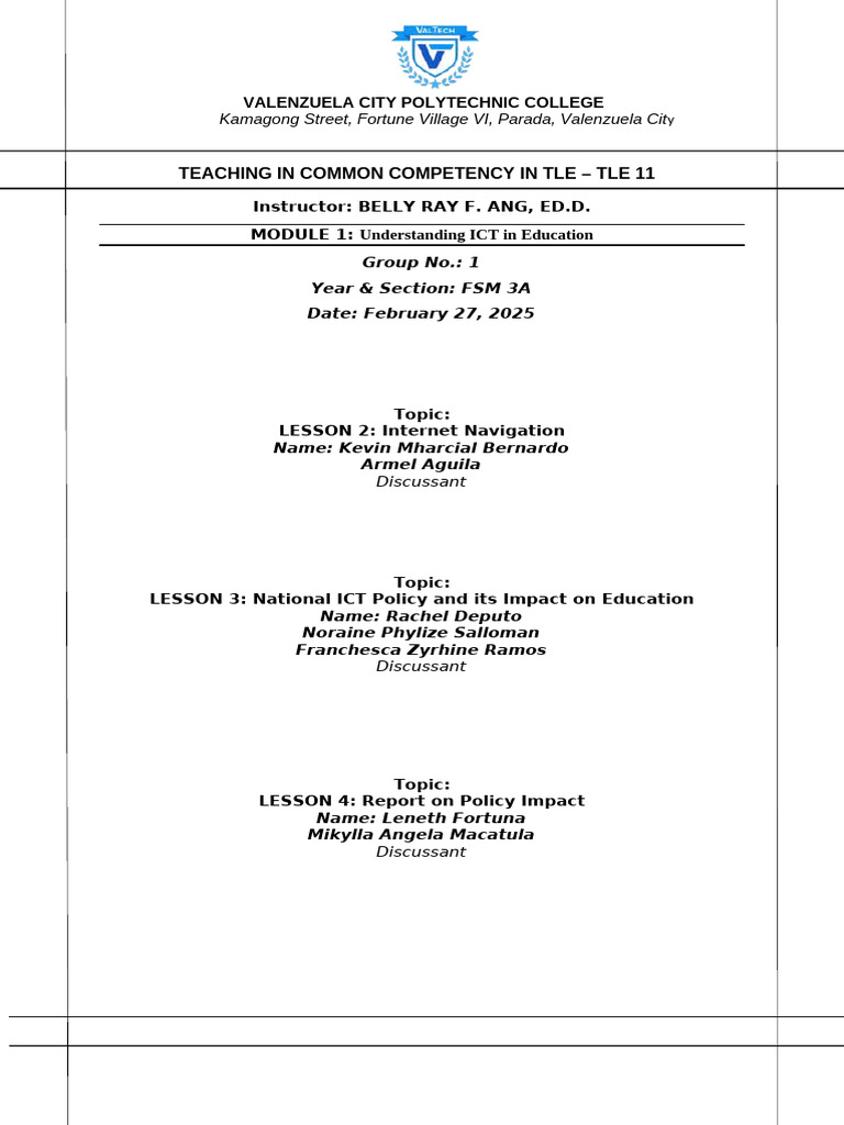 WEEK 3. Module 1 Understanding ICT in Education | PDF | Information And Communications ...