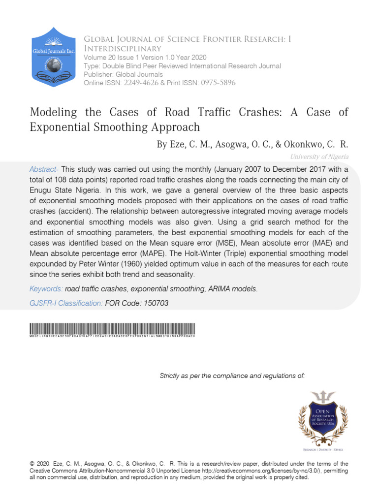 Exponential Smoothing for Traffic Crash Modeling | PDF | Forecasting ...