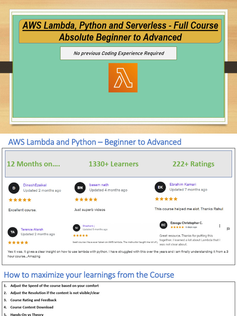 AWS Lambda & Python: Complete Course Guide | PDF | Amazon Web Services | Anonymous Function