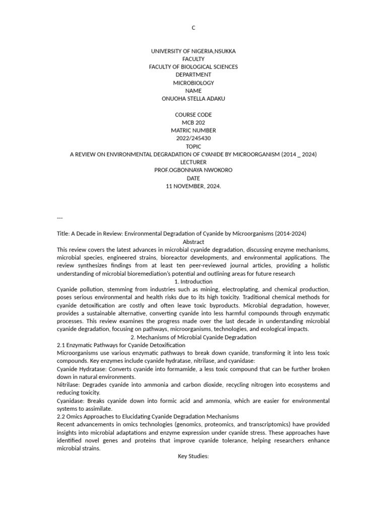 MCB 202 Assignment 2 - 010401 | PDF | Microorganism | Biodegradation