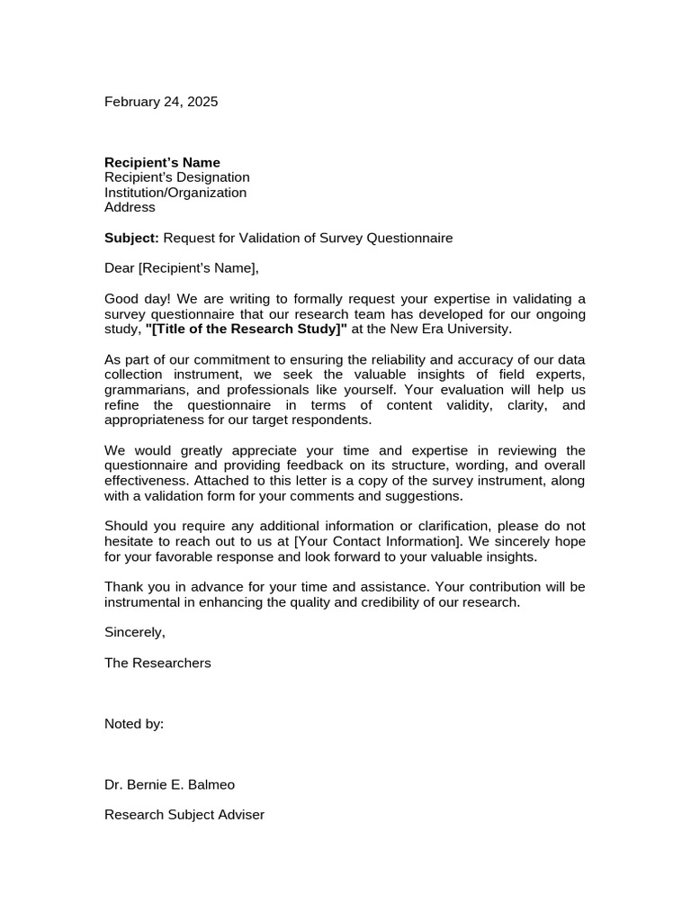 Survey Questionnaire Validation Form | PDF | Validity (Statistics ...