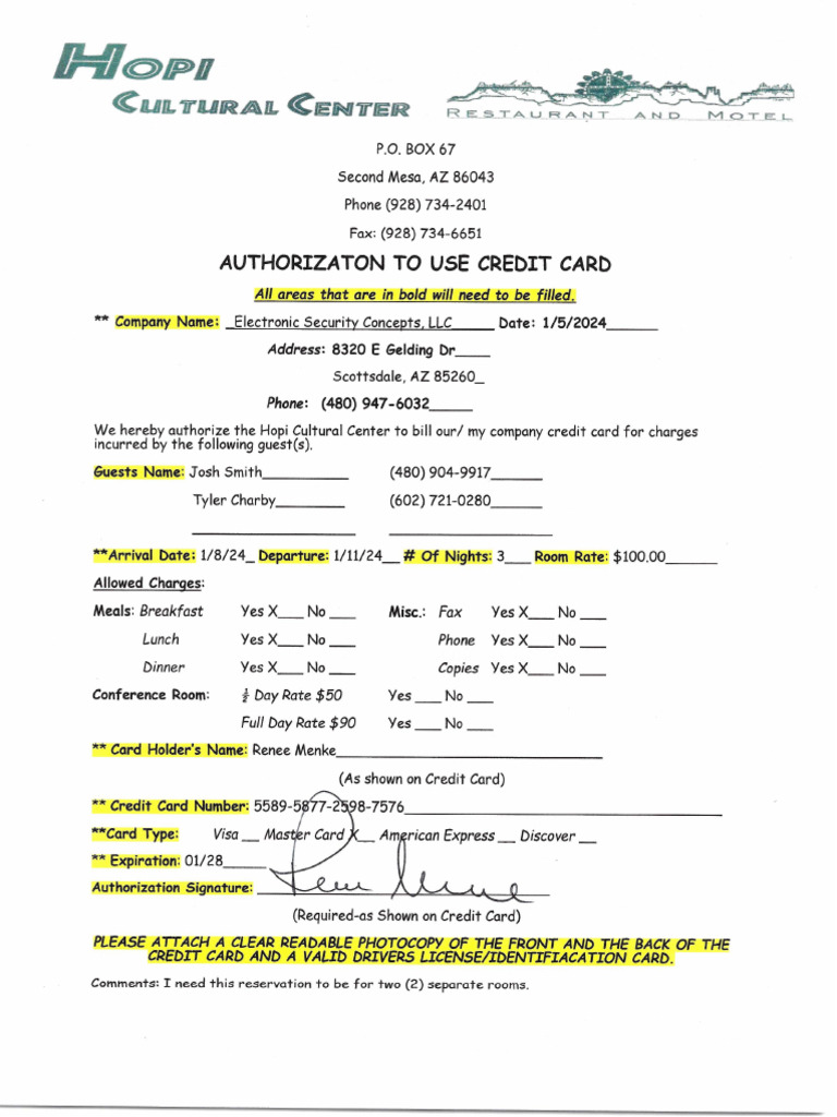 CC Authorization | PDF