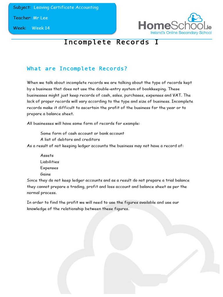 Accounting Week 14 Incomplete Records I | PDF | Depreciation | Book Value