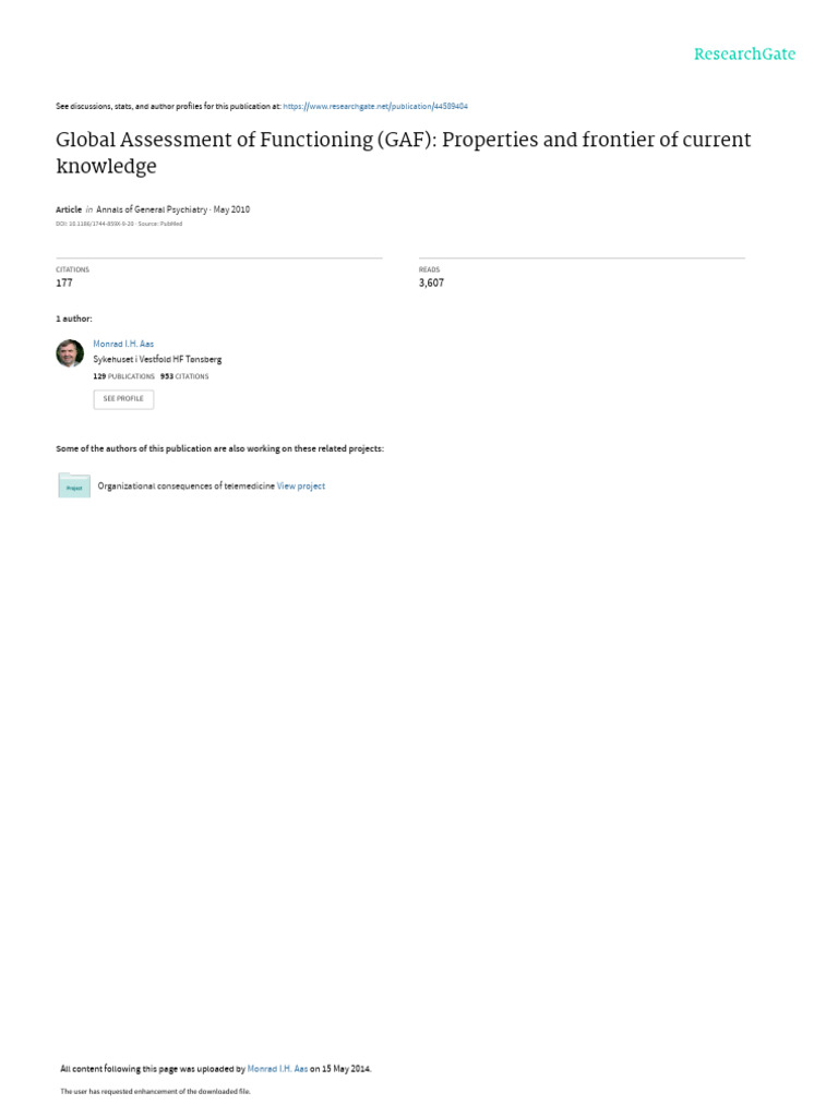 Global Assessment of Functioning | PDF | Diagnostic And Statistical ...