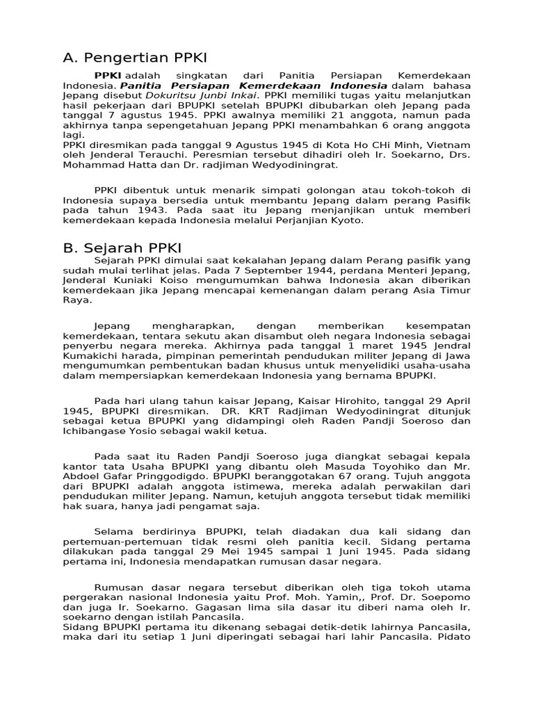 Daftar Bacaan Pembentukan Ppki | PDF