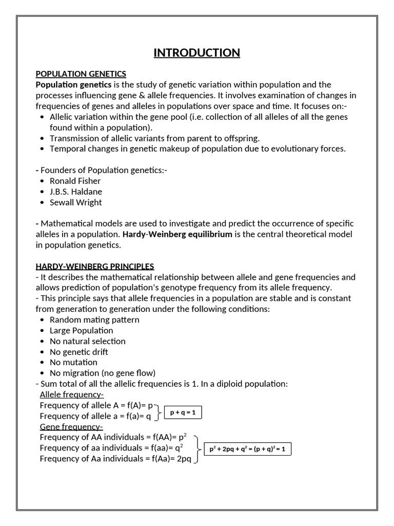Introduction To Population Genetics | PDF | Natural Selection ...
