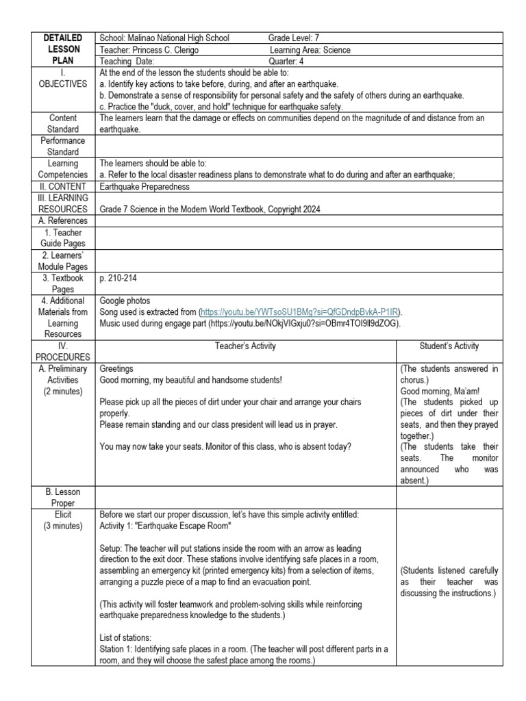 Earthquake Preparedness - LP | PDF | Emergency Management | Earthquakes