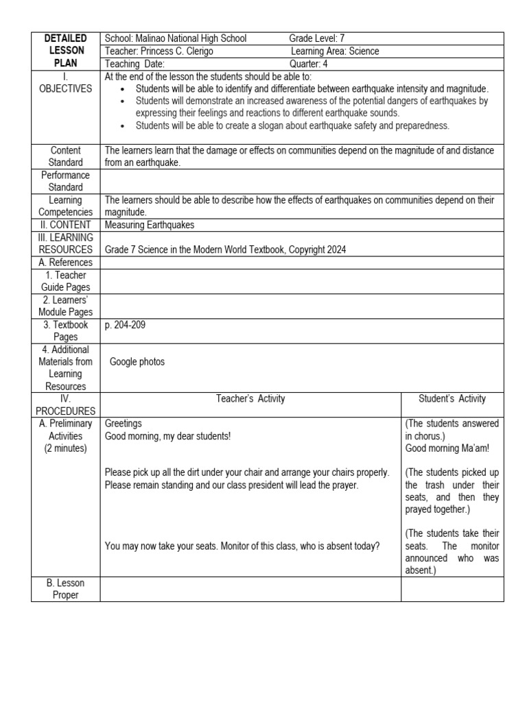 Measuring Earthquake - LP | PDF | Earthquakes | Tsunami