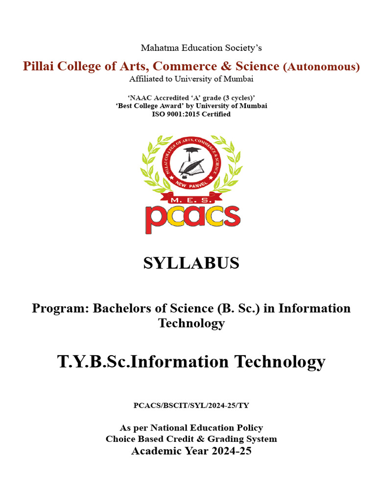 Httpspcacs.ac.Inwp Contentuploads202405TY IT Syllabus 2024 25.PDF | PDF ...