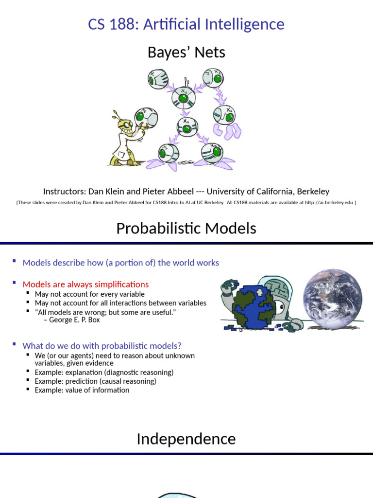 SP14 CS188 Lecture 16 Bayes Nets 4 | PDF | Causality | Statistical Inference