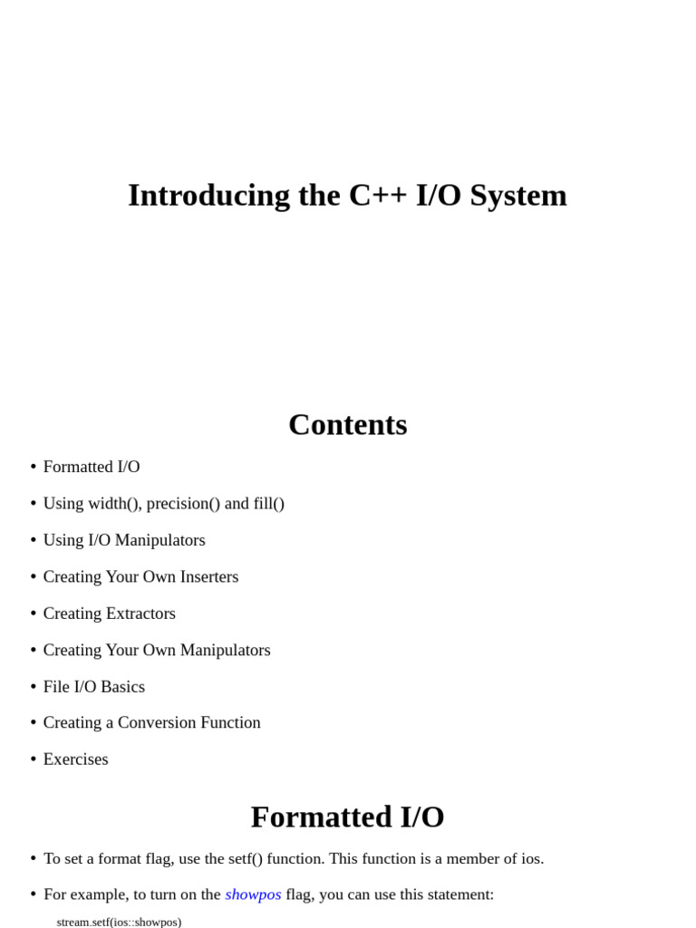 Introducing The C++ IO System | PDF | Input/Output | C++