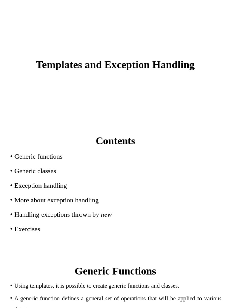 Templates and Exception Handling | PDF | C++ | Control Flow