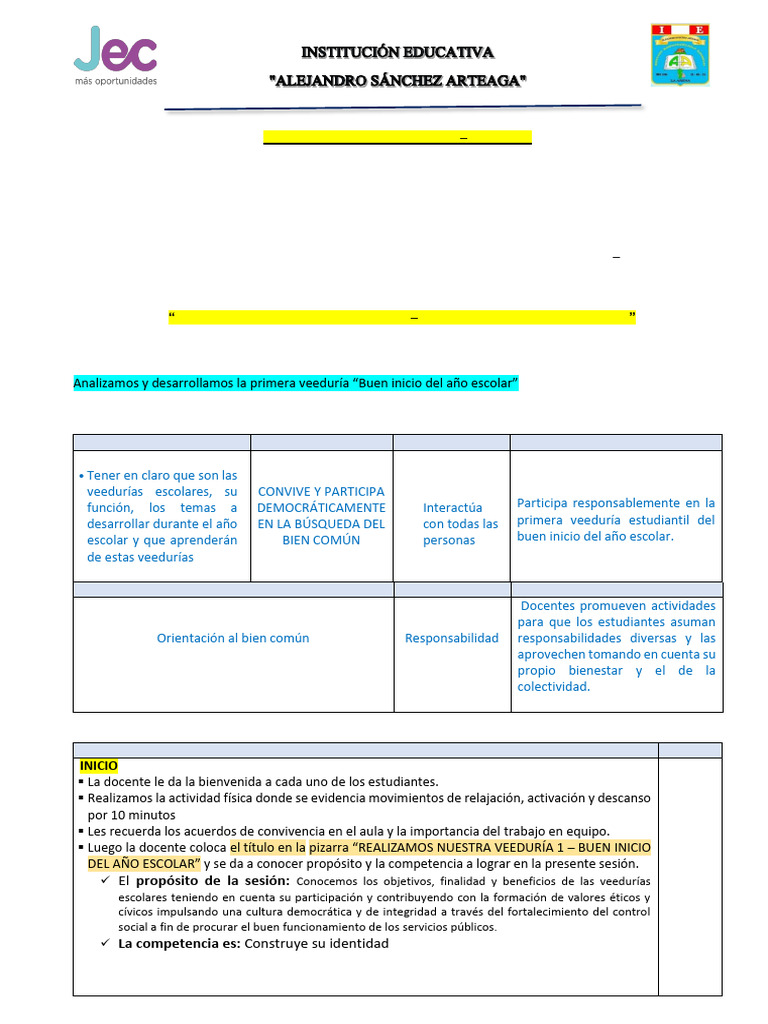 Sesión de Aprendizaje | PDF | Maestros | Aprendizaje