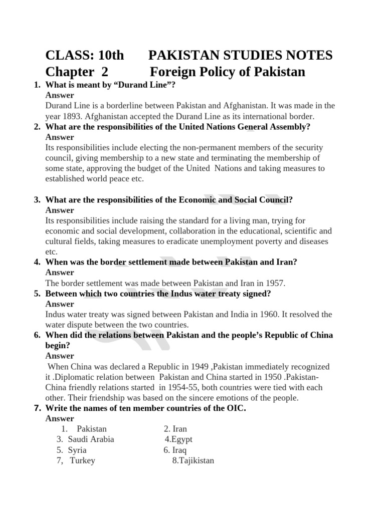 Pakistan Studies: Foreign Policy Notes | PDF | Pakistan | Central Asia