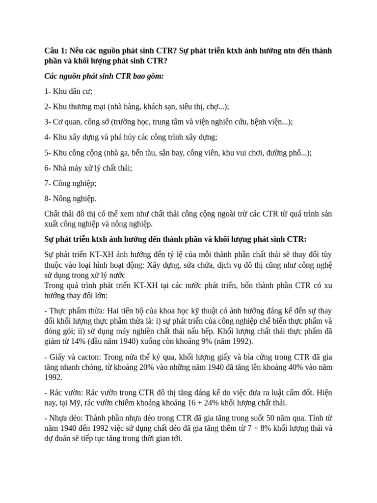 ĐỀ CƯƠNG CTR | PDF