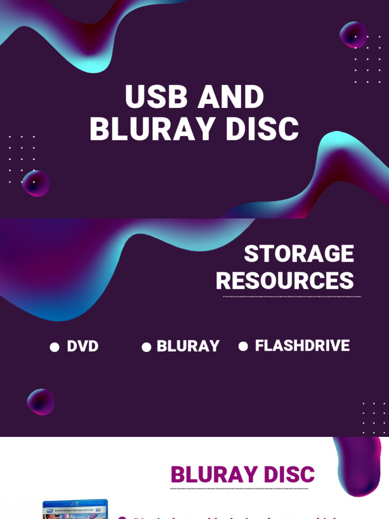 USB and Blu-ray Storage Overview | PDF