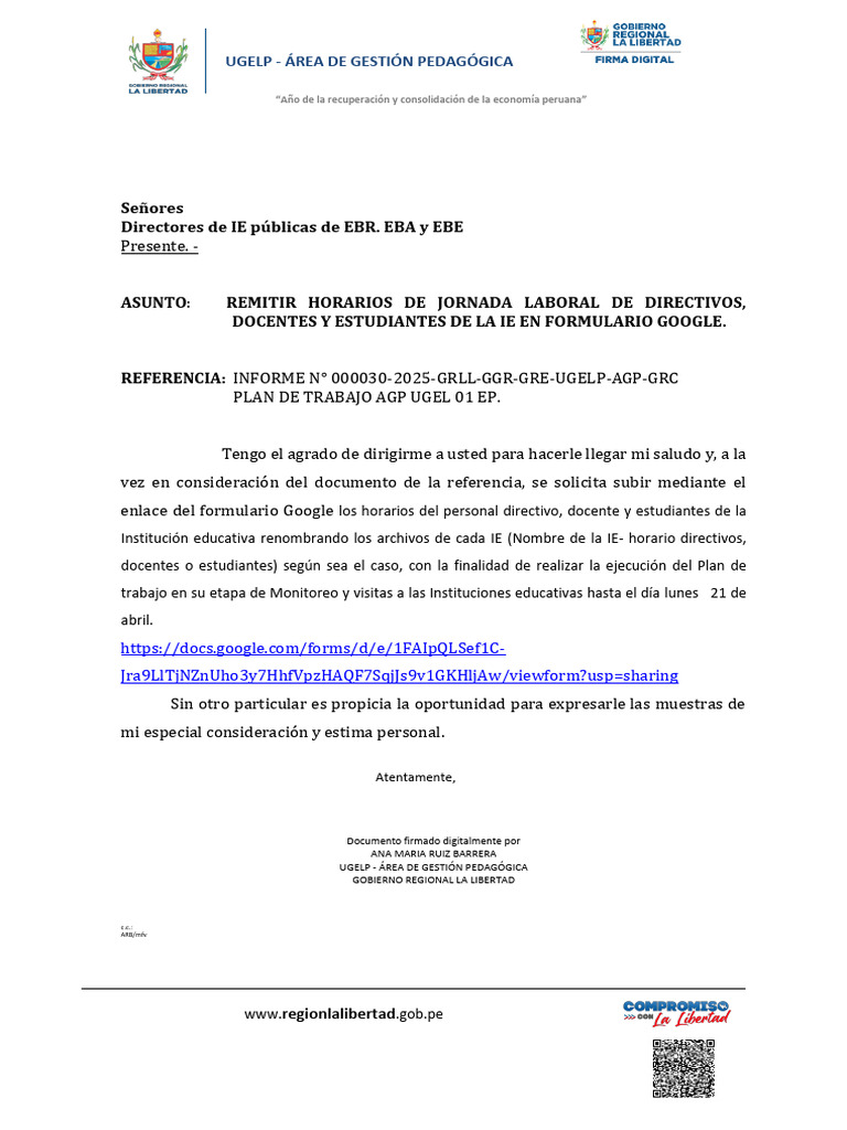 Oficio Multiple 000090 2025 GGR GRE Ugelp Agp | PDF