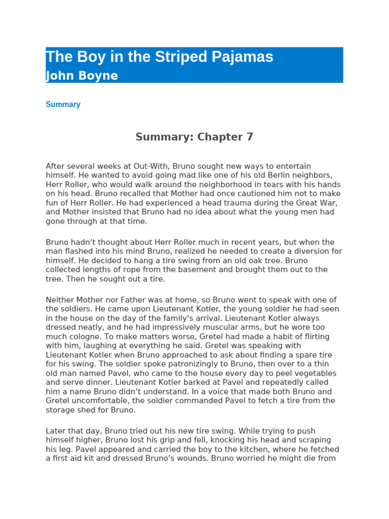 The Boy in The Striped Pajamas - Chapter 7 & 8 | PDF