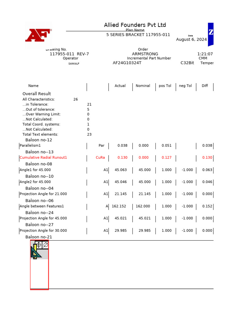 5 Series Bracket Inspection Report | PDF | Metalworking