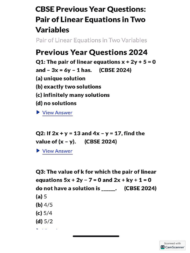 Pair of LE in Two Variables Revision (PA | PDF