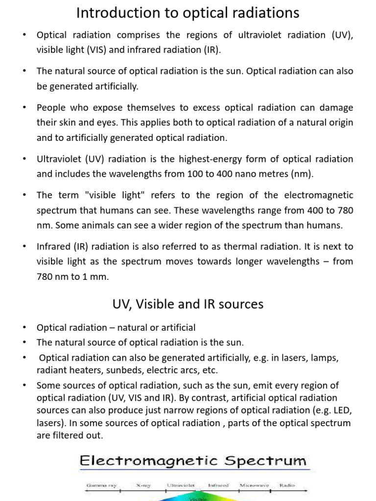 Introduction to optical radiations | PDF | Electromagnetic Radiation ...